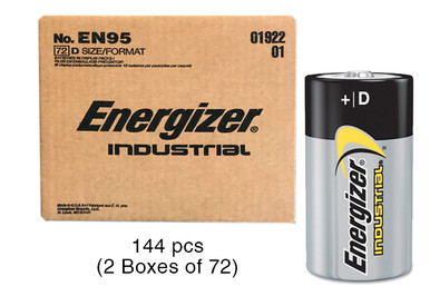 144-Pack D Energizer Industrial EN95 Alkaline Batteries (2 boxes of 72)