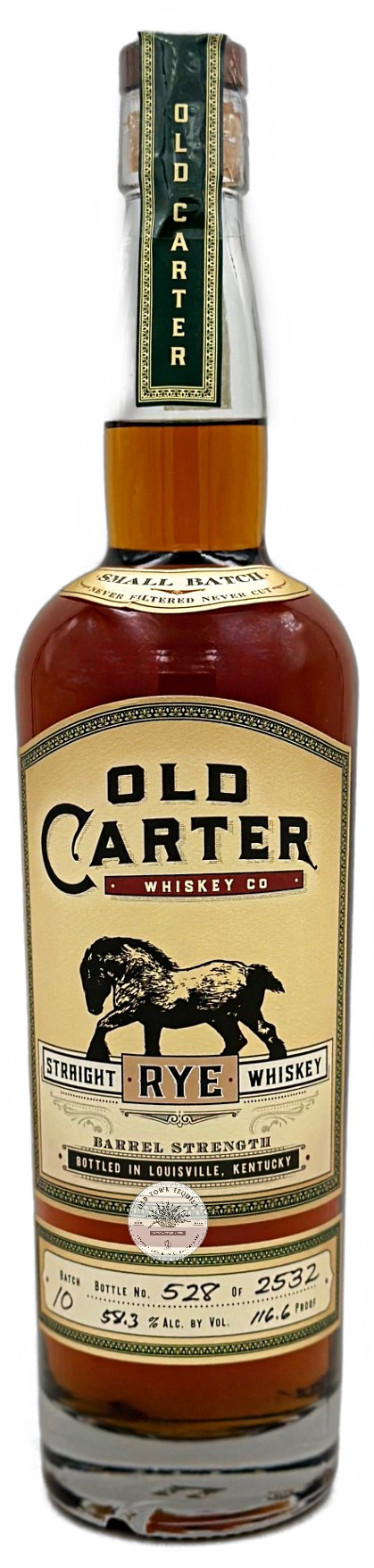 Old Carter Straight Rye Whiskey Batch# 10 - Old Town Tequila