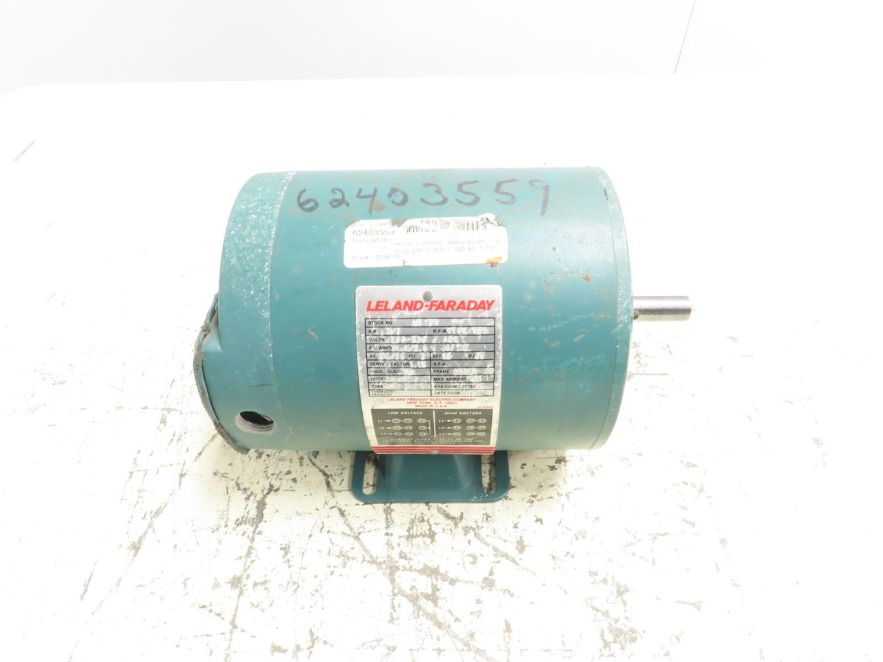 Leland-Faraday M610A Electric Motor 1/3Hp 1140 Rpm 230/460V 3Ph Db 56 ...