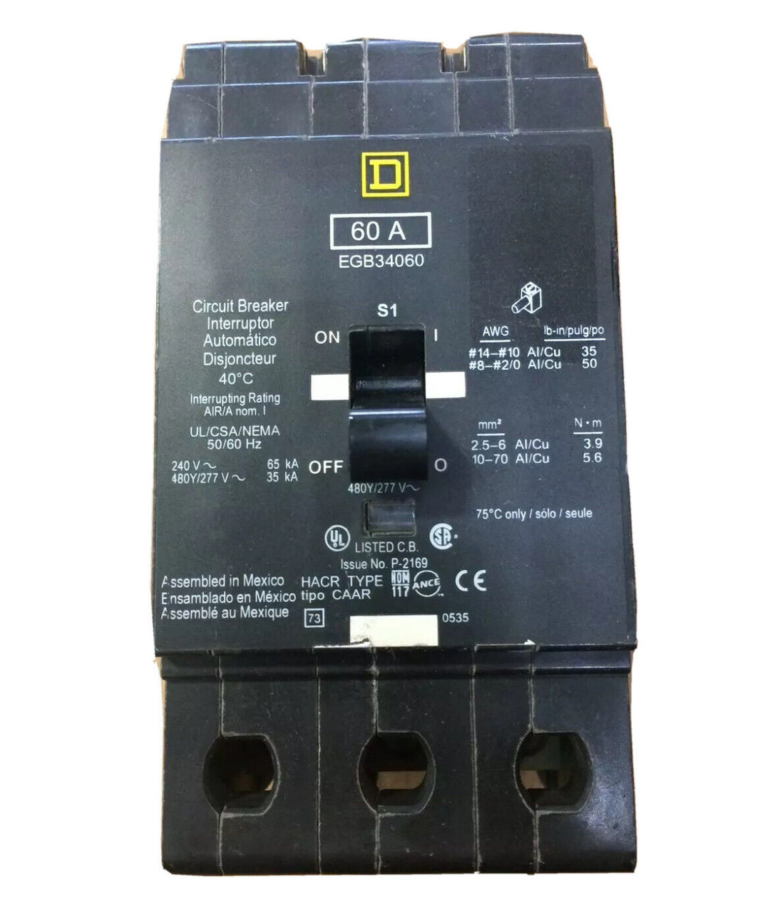 Egb34060 Square D 60A 277/480V 3P Circuit Breaker - Industrial Lynx
