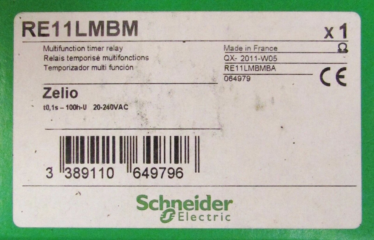 Schneider Telemecanique Zelio Timing Relay Timer .1 Sec-100 Hr Re11Lmbm ...