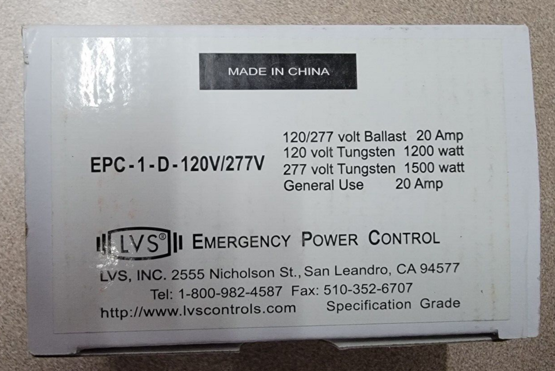 LVS EPC-1-D 120V/277V Emergency Lighting Power Control Switch, 120-277V