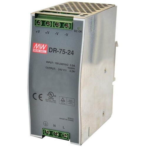 Dr-75-24 Mean Well 3.2A 24Vdc 76.8W Power Supply - Industrial Lynx