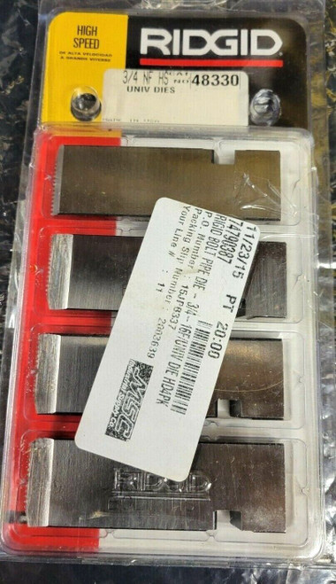 Ridgid 48330 Universal Style Bolt Threader Dies, High-Speed 3/4" Nf Hs ...