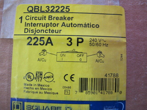Square D Qbl32225, 225 Amp, 240 Volt, 3 Pole Circuit Breaker ...