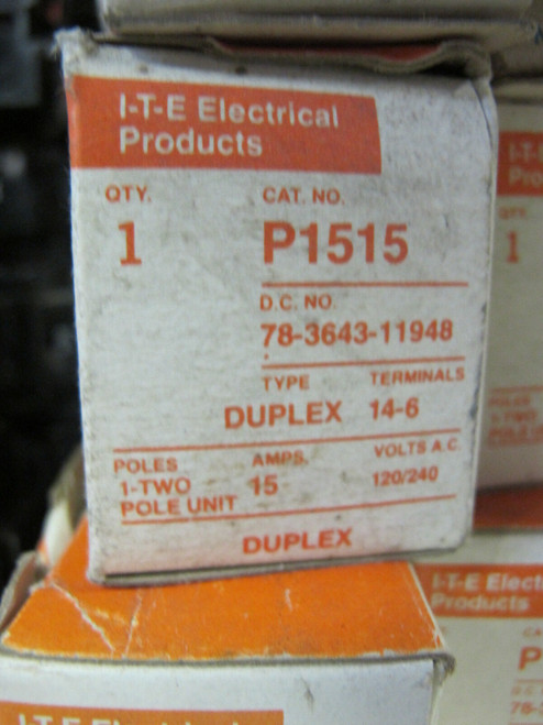 Ite P1515, 15 Amp, 1 Pole, Tandem, Pushmatic Circuit Breaker ...