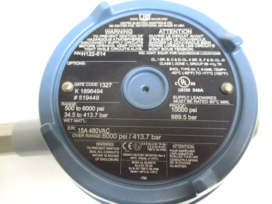 United Electric Pressure Switch H122-614, 500 - 6000 PSI