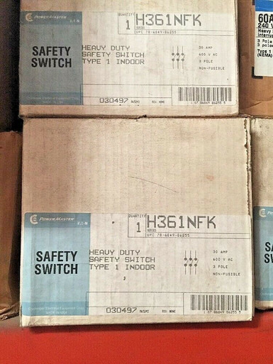 Eaton Powermaster Heavy Dity Safety Switch Type 1 Indoor H361Nfk ...