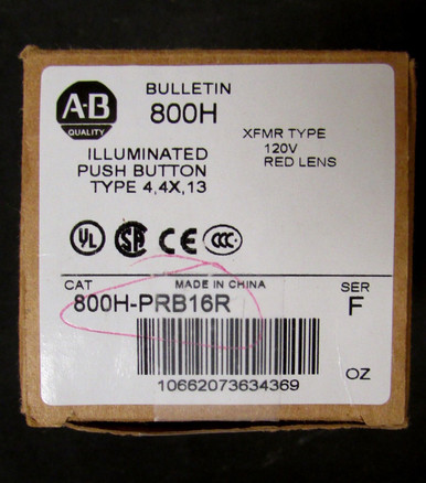 Allen Bradley 800H Prb16R 120V Red Lens Illuminated Push Button Xfmr ...