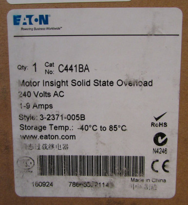 Eaton C441Ba 240Vac Motor Insight Solid State Overload Relay ...