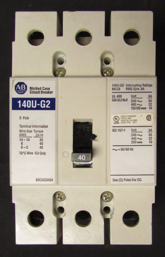 Allen Bradley 140U-G2 Circuit Breaker 3 Pole 40 Amp 140U G2C3 C40 ...