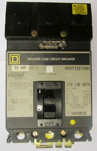 Square D Type Fcb I Line Circuit Breaker 90 Amp 3 Pole Fcb34090 ...