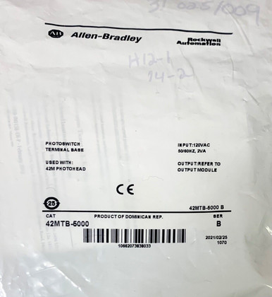 Allen Bradley 42Mtb 5000 Photoswitch Terminal Base 120 Vac - Industrial ...