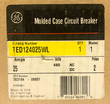Ge General Eletrical Ted124025Wl 2 Pole 25 Amp Type Ted Circuit Breaker ...
