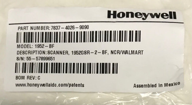 Honeywell Ncr Model 1952 Bf 7837 4026 9090 Bar Code Scanner 1952Gsr-2 ...