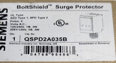 Siemens Qspd2A035B 120 240 Vac Boltshield Spd Surge Protector ...