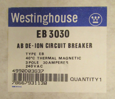 Westinghouse Type Eb Circuit Breaker 3 Pole 30 Amp Eb3030 - Industrial Lynx