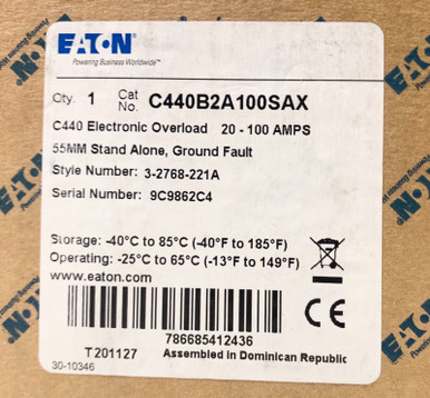 Eaton C440B2A100Sax C440 Electronic Overload 20-100 Amp Ground Fault - Industrial Lynx