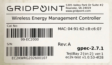 Gridpoint 99-Ec2000 Ec2000 Wireless Energy Management Controller 2.7 ...