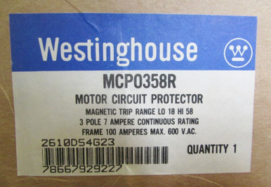Westinghouse Motor Circuit Protector Mcp0358R 7 Amp Type Mcp ...