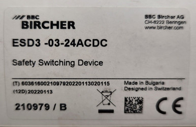 Bbc Bircher Esd3 03 24Acdc Type Esd3 Safety Relay Switching Device ...