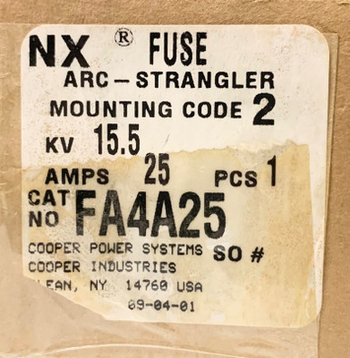 Cooper Power Fa4A25 Nx 15.5 Kv 25 Amp Arc Strangler Fuse - Industrial Lynx