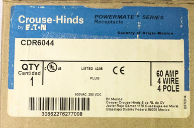 Crouse Hinds Cdr6044 60 Amp 4 Wire 4 Pole Powermate Receptacle ...