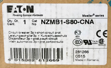 Eaton Moeller Nzmb1 S80 Cna 3 Pole 80 Amp 690 Vac Nzn 1 Circuit Breaker ...