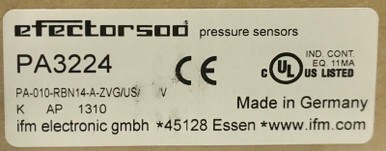 Ifm Efector 500 Pa3224 Pressure Sensor Switch Pa 010 Rbn14 A Zug Us K ...