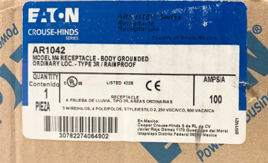 Crouse Hinds Ar1042 Model M4 Arktite Receptacle 3R Rainproof 100 Amp 3 ...