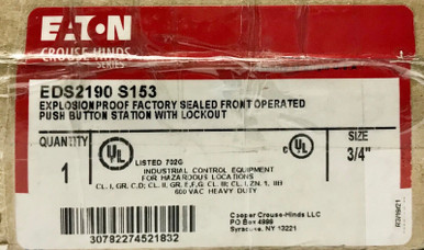 Crouse Hinds Eds2190 S153 Heavy Duty Dual Black Pushbutton Station ...