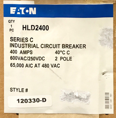 Cutler Hammer Hld2400 2 Pole 400 Amp Type Hld Circuit Breaker ...