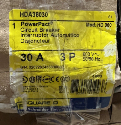 square d industrial hda36030 3 pole 30 amp hd 060 power pact i line ...