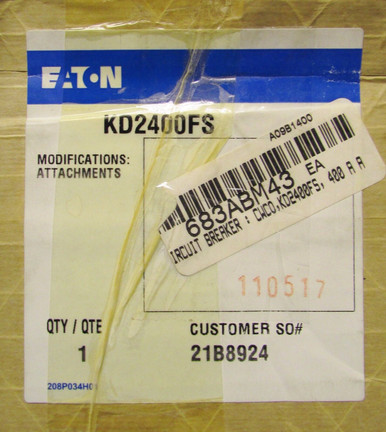 Cutler Hammer Kd2400Fs Type Kd2400S Kd Safety View Breaker Kd2400 W ...
