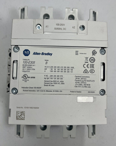 Allen Bradley 100-E305 305A 100-250Vac/Dc Electronic Coil Iec Contactor ...