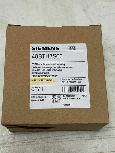 Siemens 48Bth3S00 Esp200 Solid State Overload Relay - 50-200Amps ...