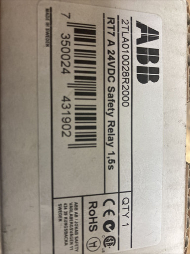 Abb, 2Tla010028R2000 Rt7 A 24Vdc Safety Relay Abb - Industrial Lynx