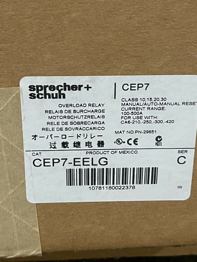 Sprecher Schuh Cep7-Eelg 100-500 Amp Overload Relay - Industrial Lynx