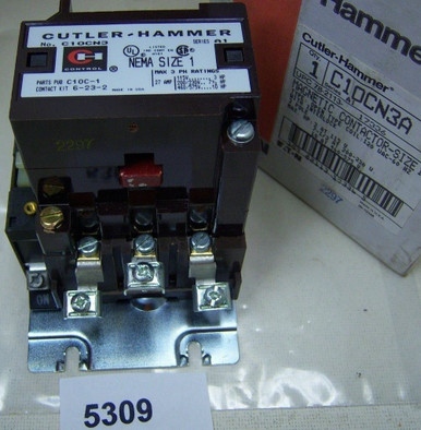 Cutler Hammer Magnetic Contactor C10Cn3A Size 1 120V Coil W/ Interlock ...