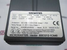 siemens 6se3212-1ca40 micromaster vector drive 0.5hp/370w 230v ...