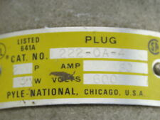 Pyle National 222-0A-4 600V Plug Receptacle 60A 2 Pole 3 Wire ...