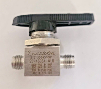 Swagelok Ss-43Gs4-Wl8 2-Way Ball Valve 3000 Psig Stainless Steel 100 F ...