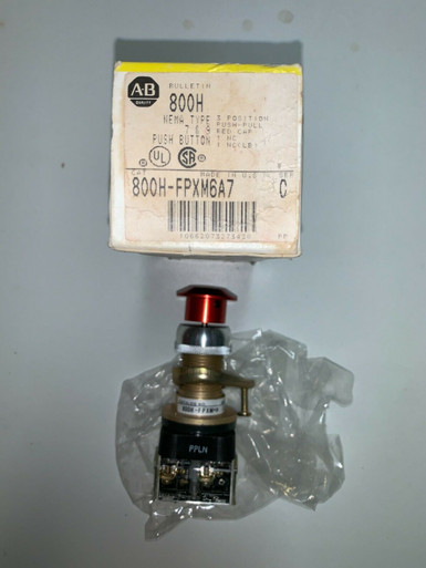 Push Button Push/Pull Red Cap Allen Bradley #800H-Fpxm6A7 Nema 7&9 ...