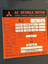 Mitsubishi Ac Spindle Motor 3Ph Induction Motor Sj-7.5A, B112F 37A 200V ...