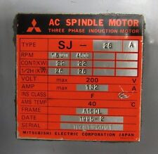 Mitsubishi Ac Spindle Motor Sj-26A Sj26A 3 Phase Induction Motor A160L ...