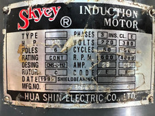 Skyey Induction Motor 10Hp 3Phase 220/380V 600/4000Rpm 28/16A Hua Shin ...