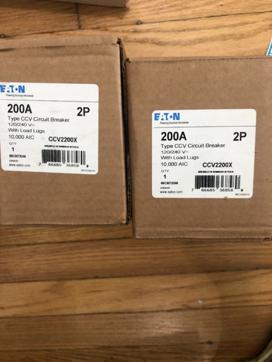 Ccv2200X Eaton 200 Amp Type Ccv Circuit Breaker W/ Load Lugs 120/240 ...