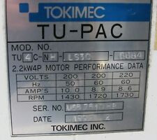 Tokimec Hydraulic Power Unit Tu-Pac Tu4C-Nh-Ls3S-6884, From Okuma Mx ...