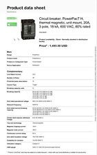 Square D Hgl36020 Powerpact Breaker 3P 20A 18Ka 600Vac - Industrial Lynx