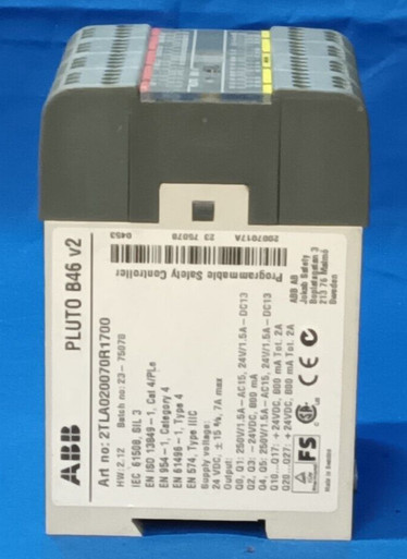 Abb Pluto B46 V2 Programmable Safety Controller 2Tlao20070R1700 24Vdc ...